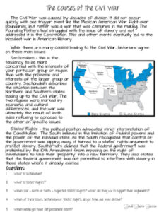 Causes of the Civil War Reading and Questions with Google Slides ...