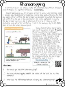 Reconstruction Sharecropping Activity - Social Studies Success