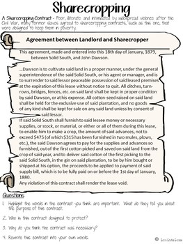 SHARECROPPING DURING RECONSTRUCTION | Social Studies Success