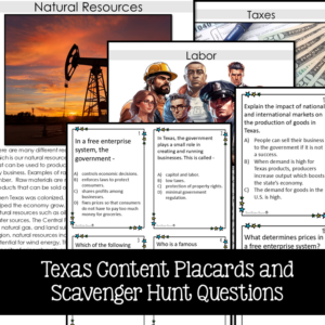 Texas History Free Enterprise System Activity - Social Studies Success